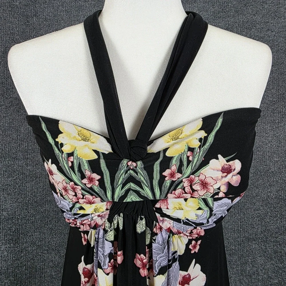 Soma | Dresses | Soma Maxi Dress Womens M Black Floral Halter Resort ...